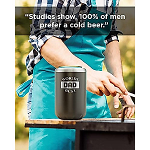 SoHo Can Cooler Gift for Dad, Insulated for 12oz Standard Beer, Soda Can, Tumbler for Fathers Day/Christmas/Birthday Gifts "Worlds Best Dad"(Gift Boxed)
