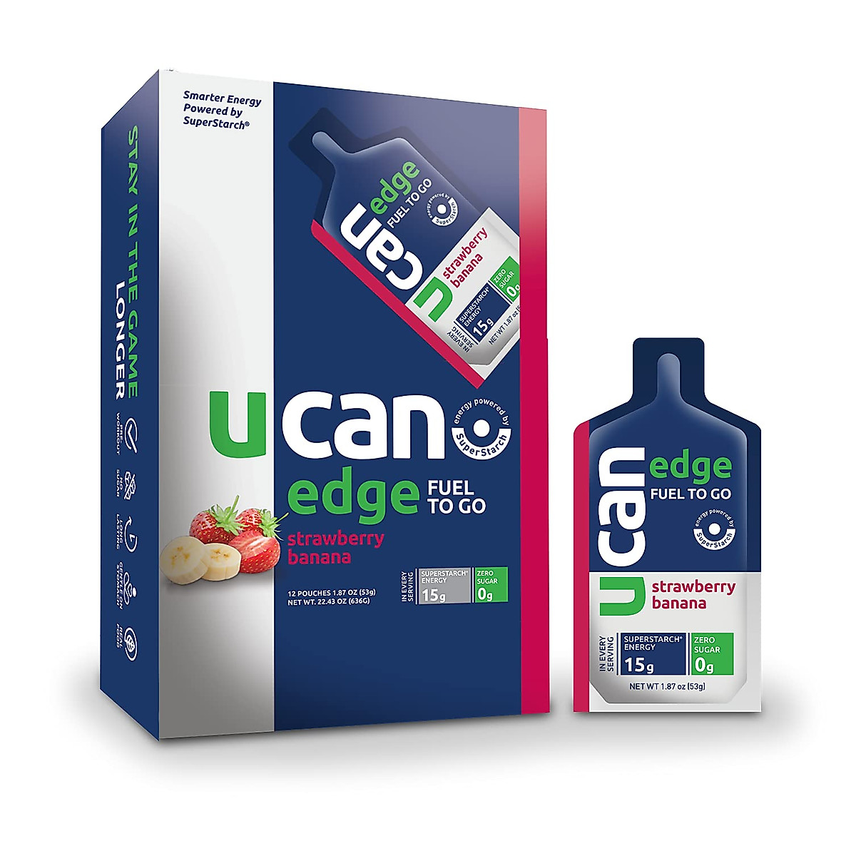 UCAN Strawberry Banana Edge, Chocolate Almond Bars, & Lemon Lime Hydrate - Sugar Free Pre Workout Powder for Men & Women Bundle - No Added Sugar, Soy-Free, Non-GMO, Vegan, Gluten-Free, & Keto-Friendly