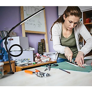 YOUKOYI Desk Lamp with Clamp, Swing Arm Lamp, Flexible Gooseneck Architect Table Lamp - Stepless Dimming, 3 Color Modes, Touch Control, 9W, 1050LUX Eye-Care for Study/Reading/Office/Work (Black)