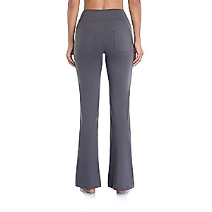 Sports Wide Pants Flared Pilates Fitness Waist Straight for Yoga Flare High Yoga Leg Trousers Leggings Trousers with Pocket Women Yoga Pants (Grey-4, S)