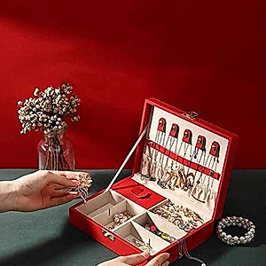 ZZYINH AN207 High Capacity Leather Jewelry Box Large Space Stud Earrings Ornament Storage Box Travel Jewelry Multifunction Women Gifts Small Jewelry