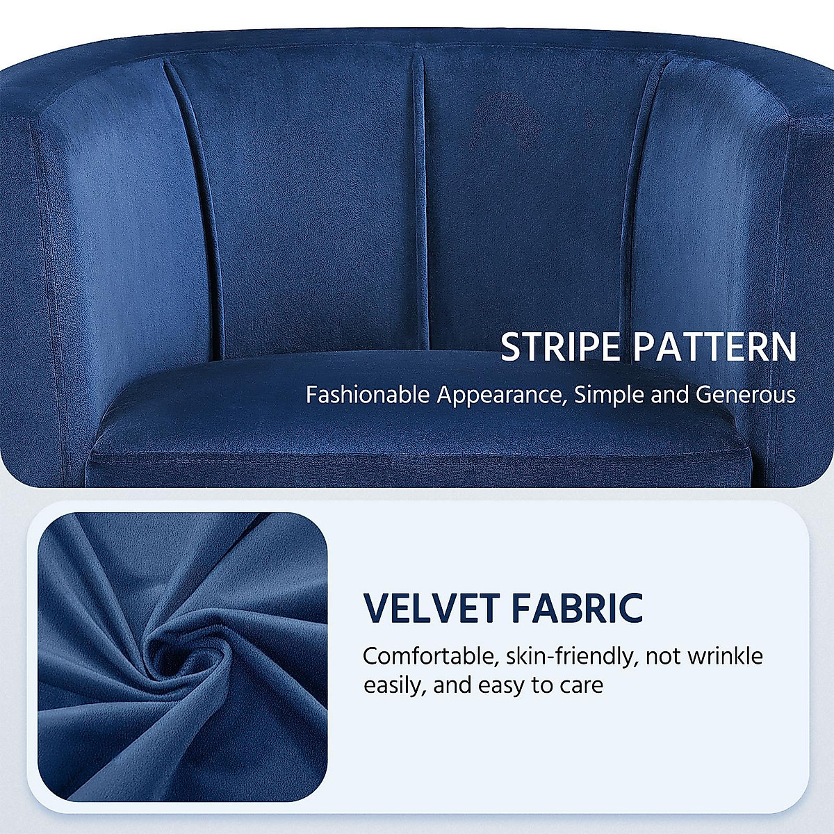 Yaheetech Velvet Accent Chair, Modern and Comfortable Armchairs, Upholstered Barrel Sofa Chair for Living Room Bedroom Waiting Room, Set of 2, Blue