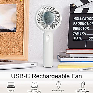 LISGHTJS Portable Handheld Cooling Fan Small Fans that Blow Cold Air, Mini Cold Compress Fan USB Rechargeable Personal Hand Held Travel Fan For Women Make up, Outdoor Camping, Office Desk