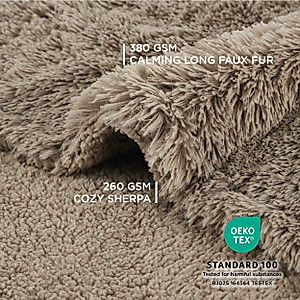 Bedsure Waterproof Dog Blankets for Small Dogs - Calming Cat Blanket for Couch Protector Washable, Long Faux Fur Pet Throw Blanket for Puppy, Reversible Furniture Protection, 25"x35", Brown