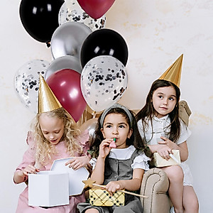 HappyField Graduation Party Decorations 40pcs Burgundy Black Silver Party Balloons For Birthday Decoration Wedding Bridal Shower Anniversary 2024 Maroon Black Silver Graduation Party Supplies