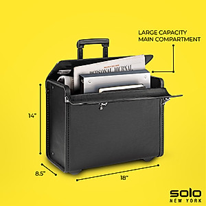 Solo Lincoln Hard Sided Rolling Catalog Case, Black