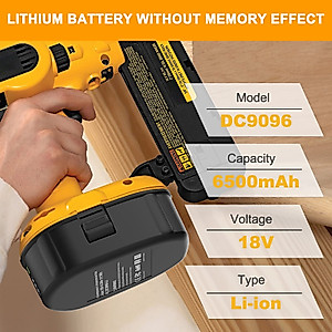 ANTRobut 2 Pack 6500mAh 18V Lithium Battery DC9096 Replacement for Dewalt 18V Battery XRP DC9099 DW9096 DW9098 DW9099 DW9095 Replacement 18 Volt Dewalt Batteries