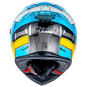 Myamis K5 Motorcycle Helmets Adult Full Face Men Womens Helmet DOT Certified (Blue Challenger, M)