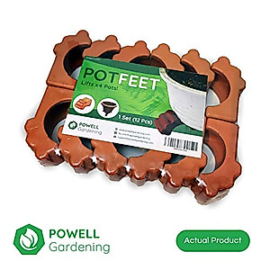 Powell Gardening (12pc Pack Plastic Pot Elevator - Plant/Flower Pot feet for Outdoor planters, Raises up to 4 Pots!! (Cotta Color NOT Ceramic)