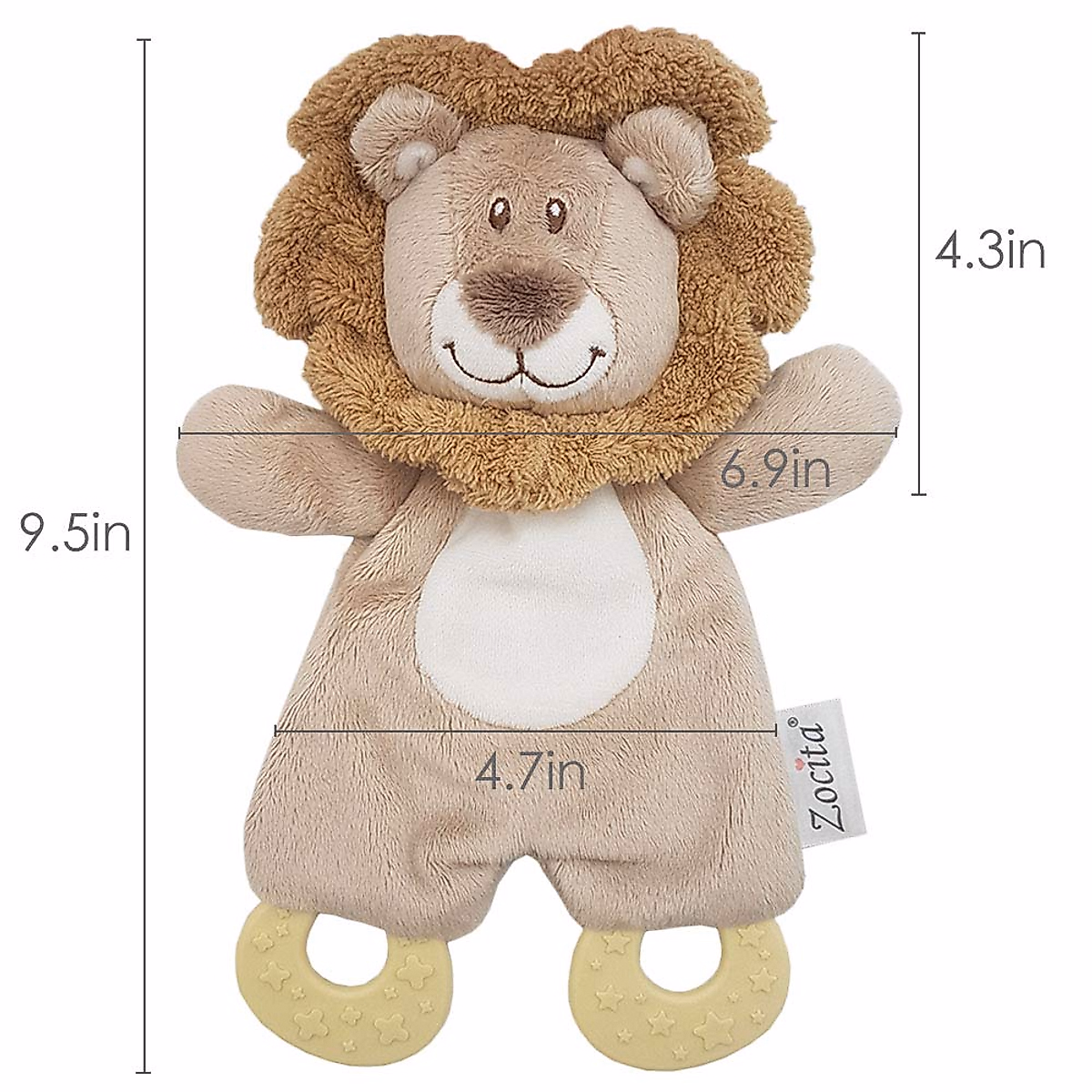 Zocita Baby Snuggle Plush Teether, Soothe Cuddly Teethe Toy(Lion)
