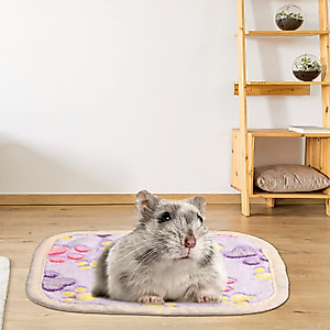 8 Pcs Small Animal Fleece Blanket Cage Liners Absorbent Guinea Pig Blanket Soft Guinea Pig Accessories Warm Pet Sleep Mat Paw Print Hamster Mat for Hamster Dog Rabbit Puppy Hedgehog (7.9 x 7.9 Inch)