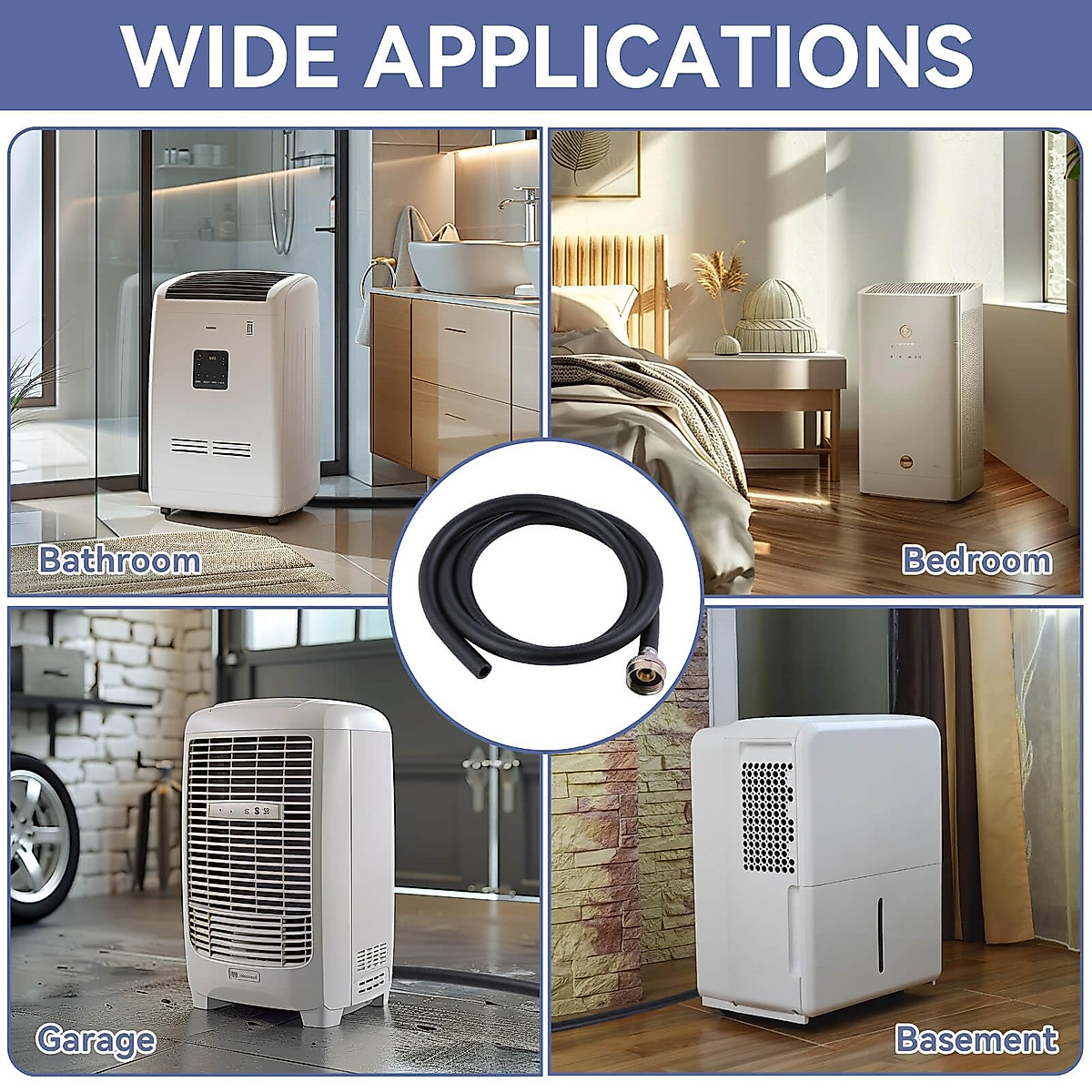 5 Feet Dehumidifier Drain Hose, 3/4 Inch FHT Connection Brass Interface to Prevent Water Leakage, Hose Replacement Suitable for the Majority of Dehumidifiers