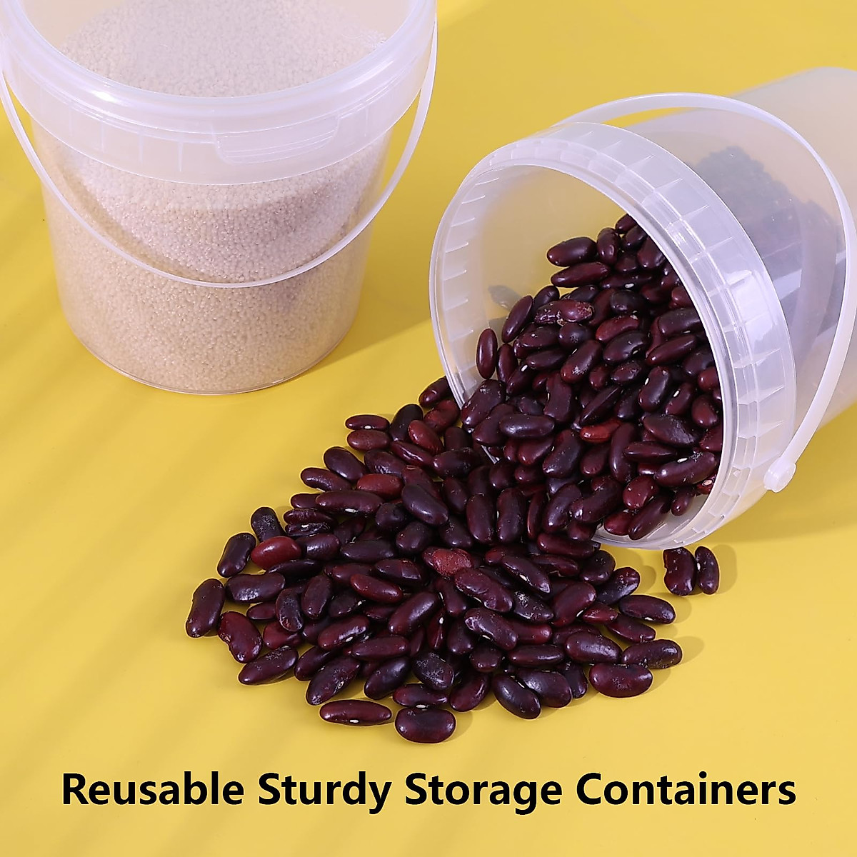 Cinkyou 20 Packs Clear Plastic Ice Cream Buckets with Lids and Handles, 27 Oz Reusable Food Take out Pail, Freezer Storage Containers with Lids