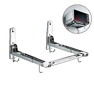 JF-XUAN Kitchen Shelf Kitchen Counter Holder 304 Stainless Steel Microwave Oven Wall Mount Bracket Retractable Microwave Wall Stand Shelf Rack Kitchen Storage (Color : Silver, Size : 57X40X20CM)