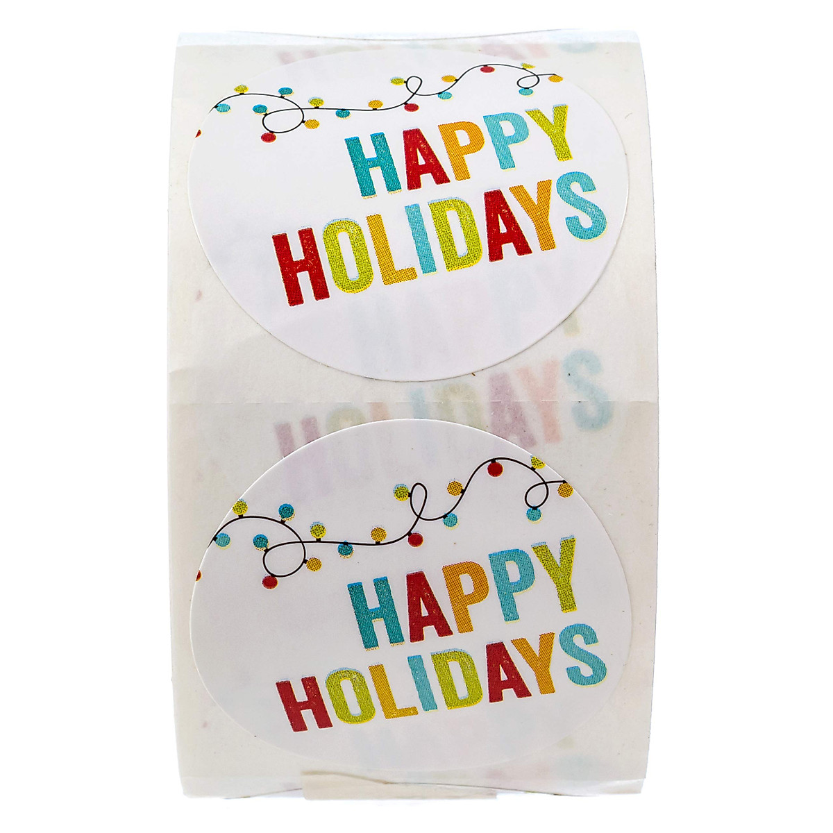String of Lights Happy Hoildays Stickers / 500 Festive Christmas Lights Labels / 1.5" Small Business Holiday Label/Winter Envelope Seals/Made in The USA
