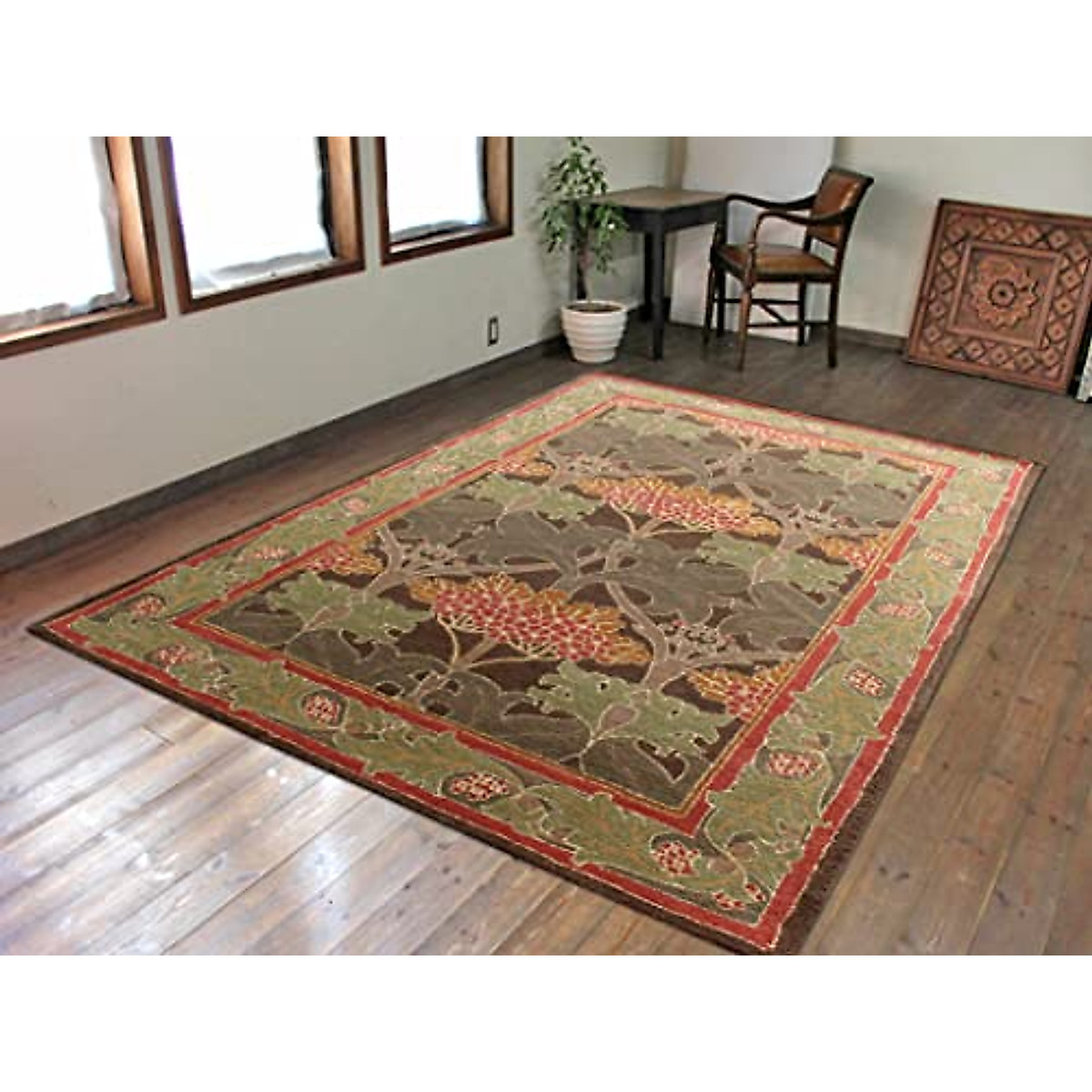 Decor Home Maya Green Ancient Design by Morris Traditional Oriental Antique Style Handmade Tufted 100% Wool Area Rugs & Carpet (8'x10')