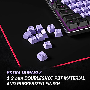 HK Gaming Rubber Keycaps Set | Anti-Slip Texture | Doubleshot Backlit Keycap Set | 23 Keys OEM Profile Key Set | for Mechanical Keyboard | Compatible with Cherry MX, Gateron, Kailh | Lavender