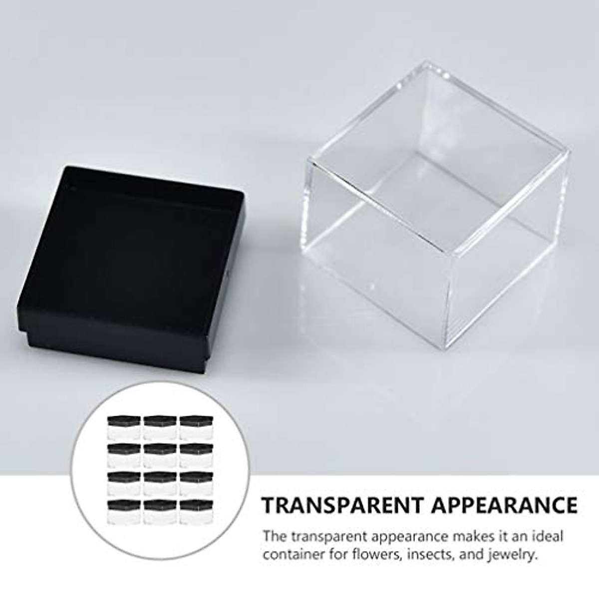 Baluue 12pcs Clear Acrylic Display Case Countertop Box Cube Transparent Display Box Pop Figures Display Collectibles Stone Mineral Specimen