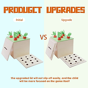 Wooden Montessori Toys for 1 2 3 Year Old Baby Gifts,Play Kit Box includes Carrot Harvest Games, Montessori Coin Box for 6-12 Months and Fine Motor Skills Toys for 1 Year Old (3-in-1)