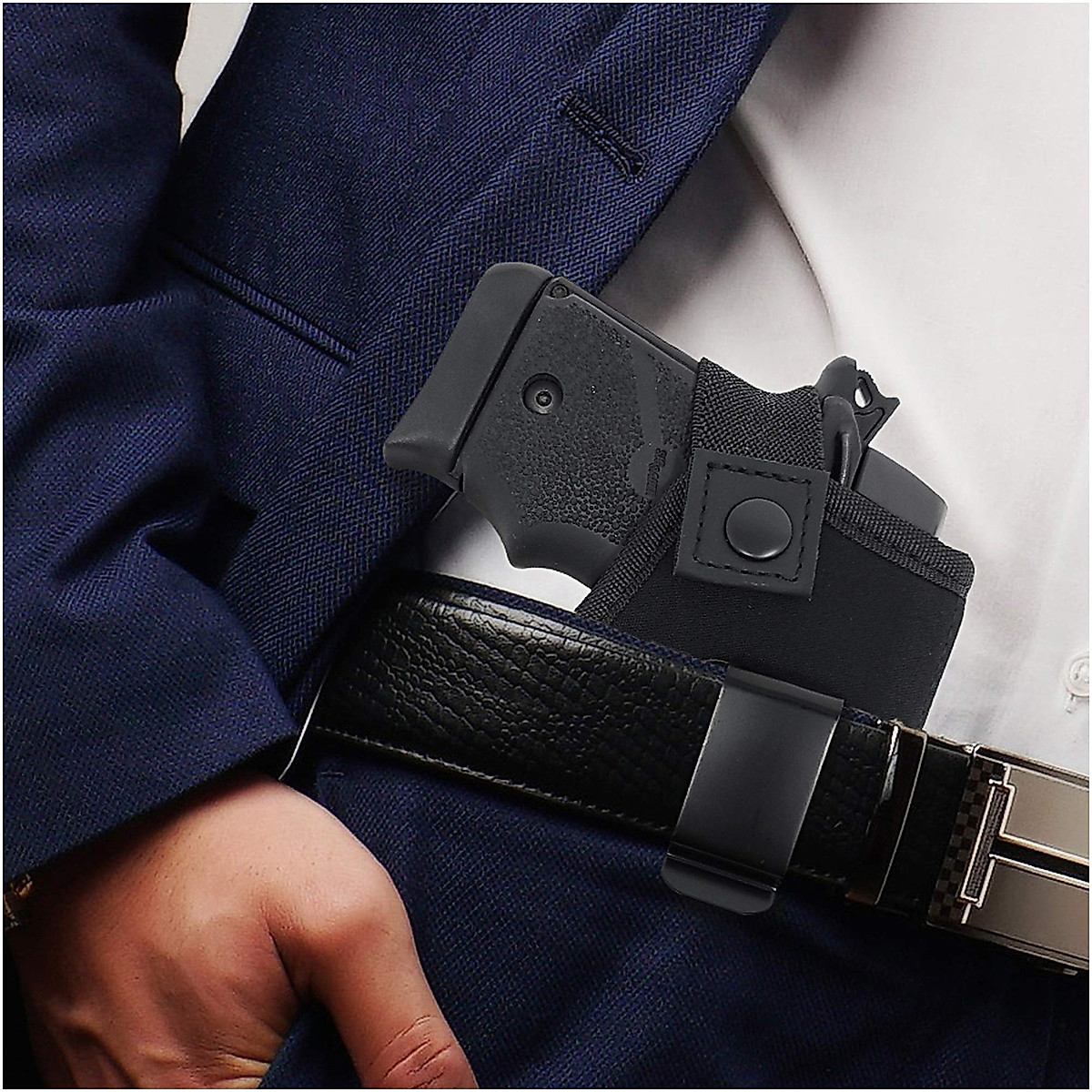 IWB Gun Holster by PH - Concealed Carry Soft Material - Soft Interior - Fits Most Small 380, Keltec, Sig P238, S&W Bodyguard .380 - Remington RM .380 - Ruger TCP - Seecamp LWS32 LWS38 (Right)