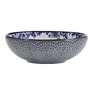 Pfaltzgraff Gabriela Blue Floral Set of 2 Pasta Bowls, 8 Inch, Blue and White