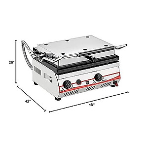 Propane (LPG) Gas Industrial Commercial Grade Kitchen Equipment Non-Stick CAST Iron GROOVED Plates Restaurant Cafe Catering Panini Press Grill Sandwich Griddle Maker Machine Large Size