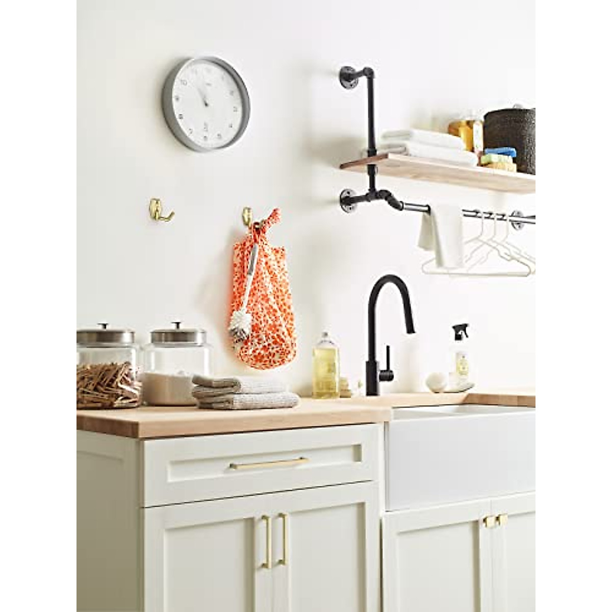 Amerock H37008BBZ | Benton Double Prong Decorative Wall Hook | Golden Champagne Hook for Coats, Hats, Backpacks, Bags | Hooks for Bathroom, Bedroom, Closet, Entryway, Laundry Room, Office