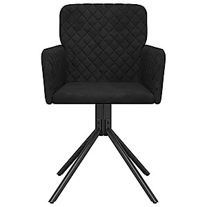 vidaXL Set of 2 Swivel Dining Chairs Black Velvet - Luxurious Material - Modern Design - Comfortable Foam Filling - Velvet Upholstered Seats with Armrests