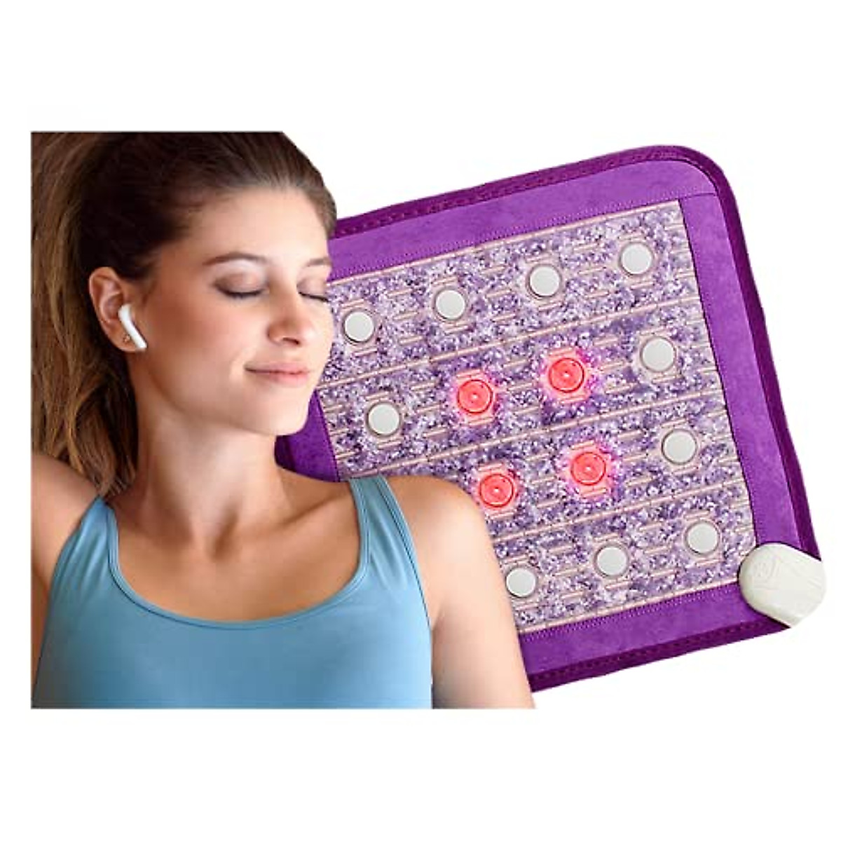 Crystal Heating Pad Mat | Bio Amethyst & Ceramic Tourmaline | Far Infrared Heating Pads | Small Travel | Negative Ions | 108-Day Risk-Free Guarantee | Sparkle Mats