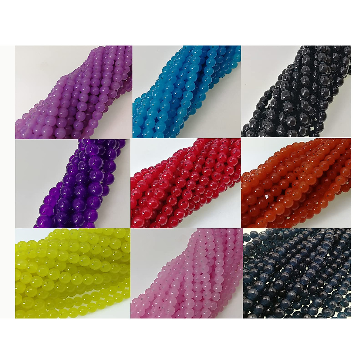 Pamir Tong 1000PCS 8mm Glass Round Beads Bulk， Imitative Jade Beads, Bracelet Loose Beads for Jewelry Making Earring, Necklaces, and DIY Crafts (8mm)