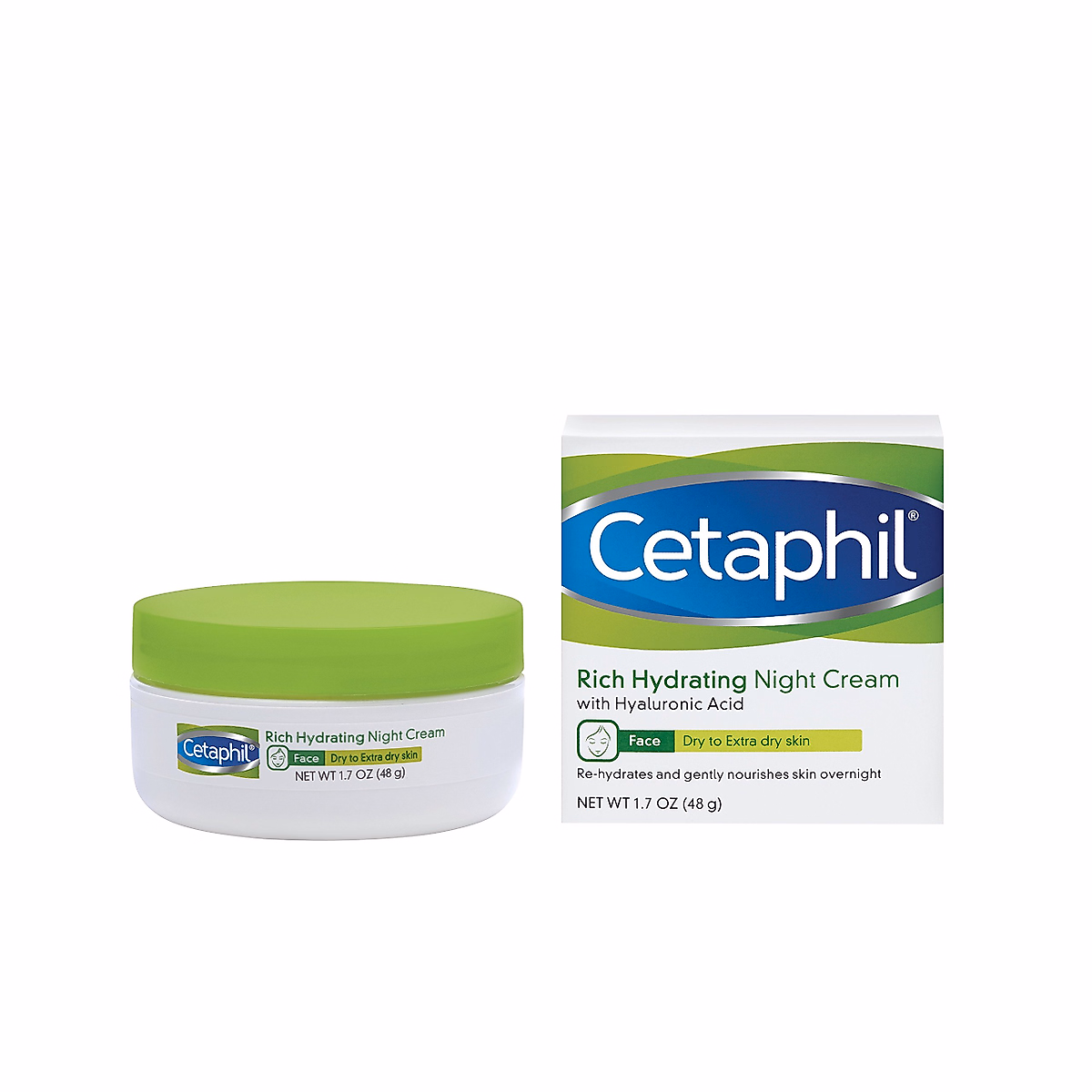 Cetaphil Rich Hydrating Night Cream with Hyaluronic Acid, 1.7 Ounce