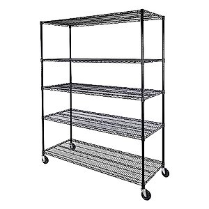 Seville Classics UltraDurable Heavy Duty NSF Solid Steel Wire Rack Storage Unit, Organizer for Garage, Warehouse, Office, Restaurant, Classroom, Kitchen, Black, 5-Tier Shelving, 60" W x 24" D