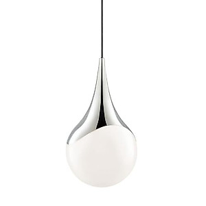 MITZI HUDSON VALLEY LIGHTING H375701L-PN Ariana Pendants, 1-light, 60W, Polished Nickel Finish, Opal Glossy Glass (10.5''W x 19.25''H)