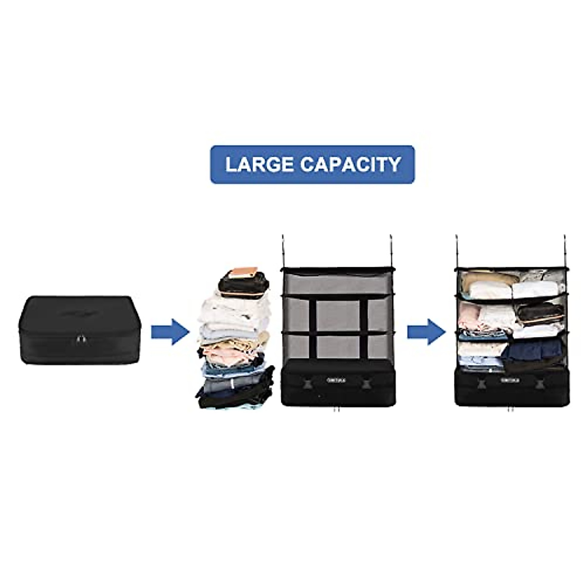 TABITORA Portable Hanging Travel Shelves Bag Packing Cube Organizer Suitcase Storage Large Capacity Rose L+XL