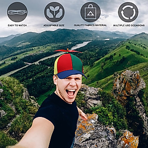 2 Pack Adult Hat Baseball Cap Brightly Rainbow Top Hat with 4 Replaceable Bamboo Dragonflies for Halloween(Green, Blue Brim)