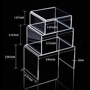 2 Sets Acrylic Display Risers, Clear Product Stand, Jewelry Display Riser Shelf Showcase Fixtures For Dessert Cupcake Candy Treat Action Figure Display