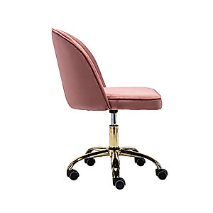 chairus Tufted Task Chair, Reception Chair with Height Adjustment (Armless Design for Small Homes and Offices), Rose Pink