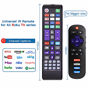 MYHGRC Universal Remote for All Roku TV(Onn/JVC/RCA/Philips/Element/LG/TCL/Hitachi/Hisense and More), Roku Box/Player/Express, Bose Wave I/II/III/IV and Apple 1/2/3 Generations [NOT for Roku Stick]