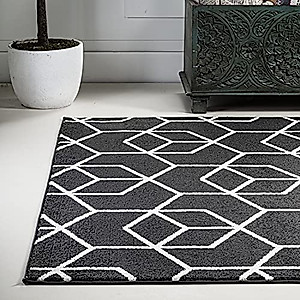 JONATHAN Y SEU101A-8 Tumbling Blocks Modern Geometric Indoor Area-Rug Contemporary Casual Easy-Cleaning Bedroom Kitchen Living Room Non Shedding, 8 X 10, Black/White