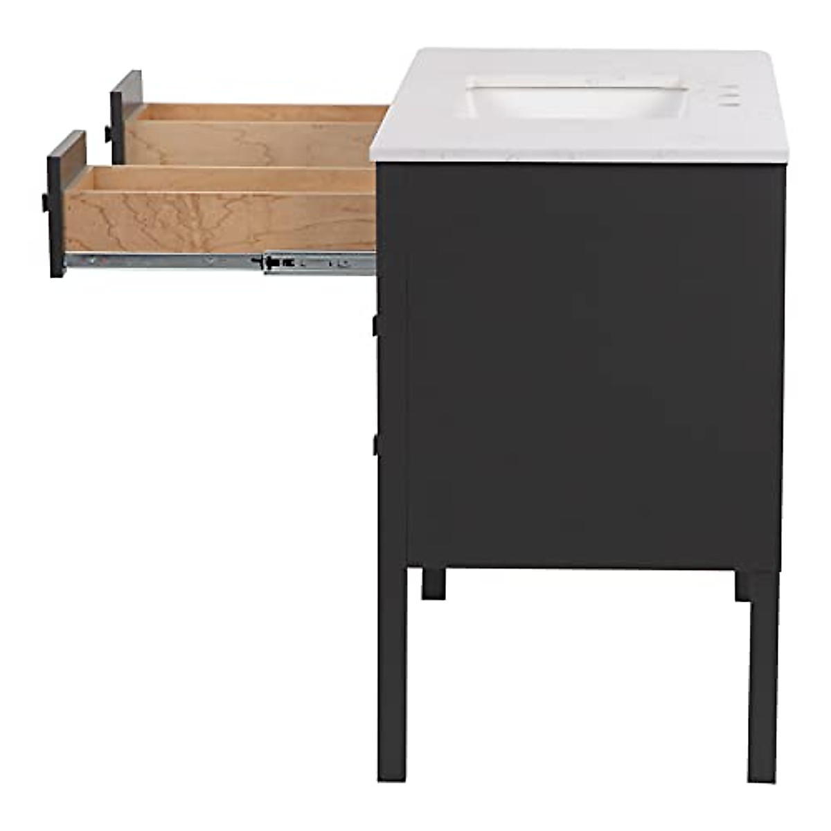 Spring Mill Cabinets Fordwin Bathroom Vanity with 1-Door Cabinet, 6 Drawers, Countertop with Undermount Sink, 43" W x 22" D 35.1" H, Shale Gray/Pulsar Top