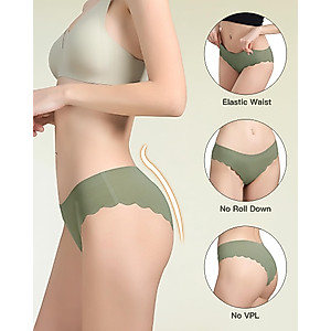 LEVAO Seamless Underwear for Women No Show Ice Silk Bikini Breathable Hipster Wavy Sides Invisibles Panties 7 Pack S-XXL