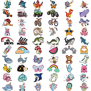 52 Sheets Kids Full Arm Temporary Tattoo, Fake Tattoos Sticker for Kids, Dinosaur Monster Car Planet Spider Shark Fake Tattoo for Boy, Unicorn Princess Castle Dolphins Temporary Tattoos for Girl