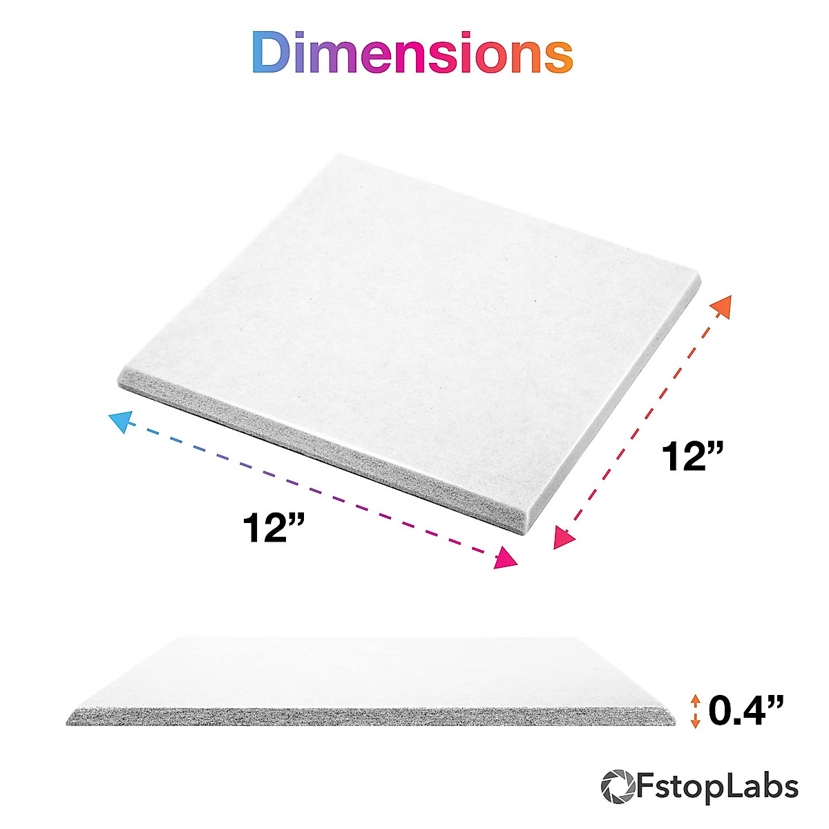 Fstop Labs 0.4" X 12" X 12" Acoustic Foam Panels, Sound Absorbing Panel, Beveled Edge Tiles Soundproof Foam Insulation, Soundproof Wall Panels