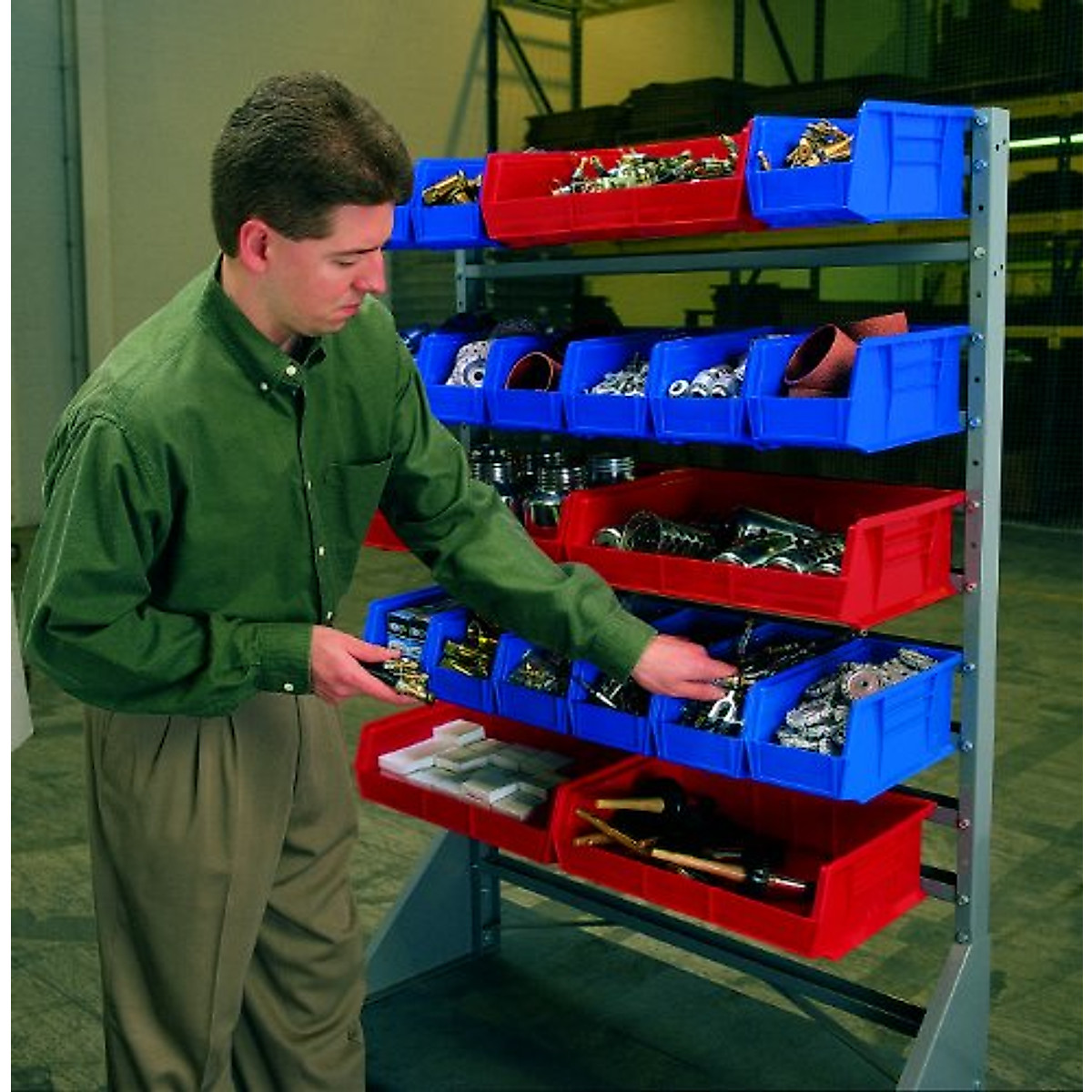 Akro-Mils 30016 Two Sided Steel Rail Hanging System Garage Organizer for Mounting AkroBin Storage Bins, (36-Inch W, 20-Inch D, 53-Inch H), Gray