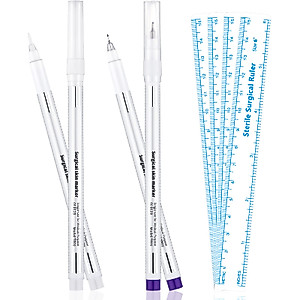 4 Pieces Skin Marker Pen Eyebrow Marker Pen Tools Microblading Accessories Marker Pen for Makeup (White, Purple,Single Head)
