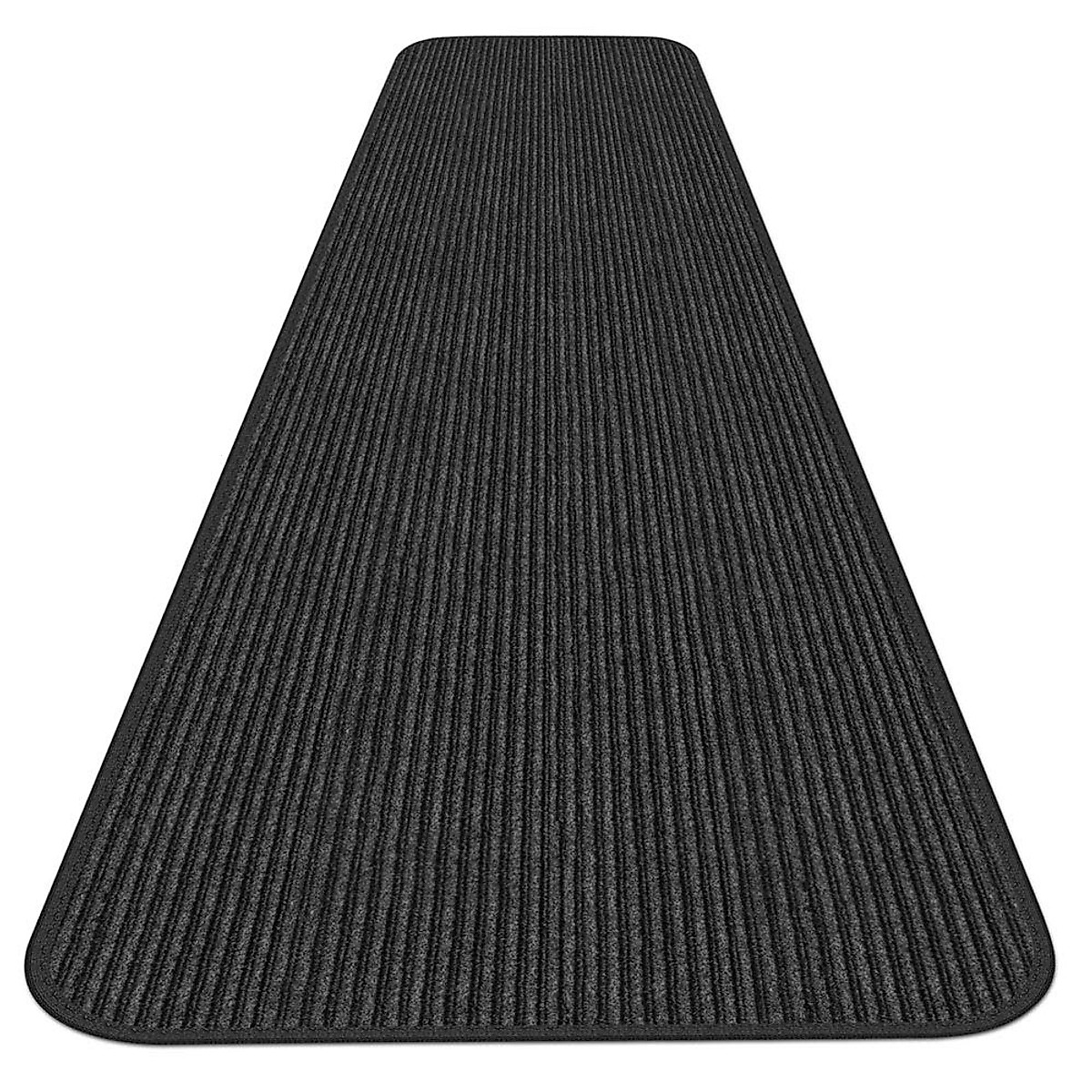 House, Home and More Indoor Outdoor Double-Ribbed Carpet Runner with Skid-Resistant Rubber Backing - Smokey Black - 4 Feet x 15 Feet
