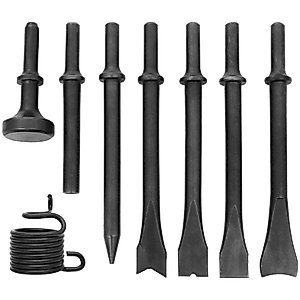 8 PCS Air Hammer Attachments Air Chisel Bits Air Hammer Bits for 150/190/250 Air Hammer Chipping Bits Set for Masonry Concrete Demolition