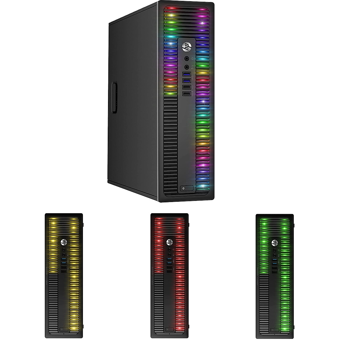 HP Custom Built RGB Lights PC with 24 Inch Monitor ProDesk Desktop Computer Intel Core i5 6500 Quad-Core Processor 16GB RAM 512GB SSD Win 10 Pro Gaming Keyboard & Mouse (Renewed)