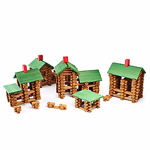 SainSmart Jr. 450 PCS Wooden Log Cabin Set Building House Toy for Toddlers, Classic STEM Construction Kit with Colorful Wood Logs Blocks for 3+ Years Old (20-338)