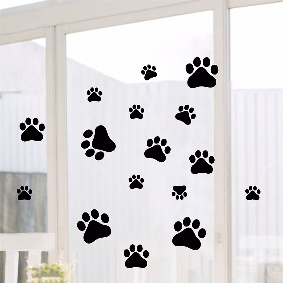 60 Pcs Dog Footprints Wall Decal Vinyl Stickers, Removable Lovely Animal Paw Print Art DIY Sticker Mural for Bedroom Playroom Living Room Office Home Window Door Decoration
